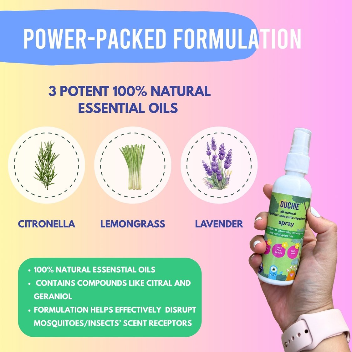 Buy Ouchie Natural Insect Repellent Spray - 100ml from Ouchie at just ...