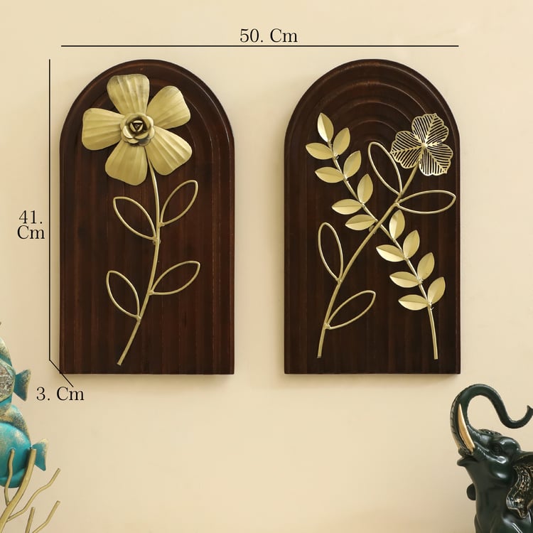 Buy VEDAS Mystical India Metal Set of 2 Flower Wall Accents from Vedas ...