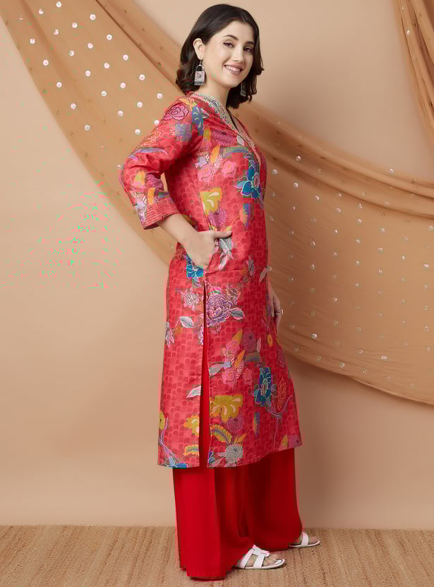 Buy MELANGE Floral Print Straight Kurta from Melange at just INR 1299.0