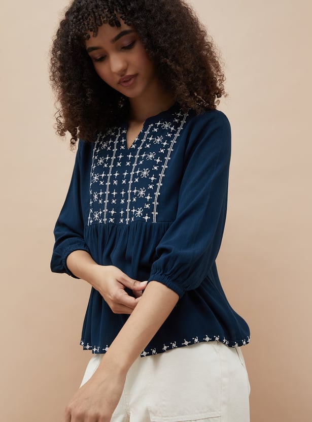 Buy FAME FOREVER Embroidered Yoke Top from Fame Forever at just INR 1299.0