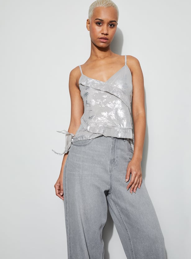 Buy GINGER Metallic Cami Top from Ginger at just INR 999.0