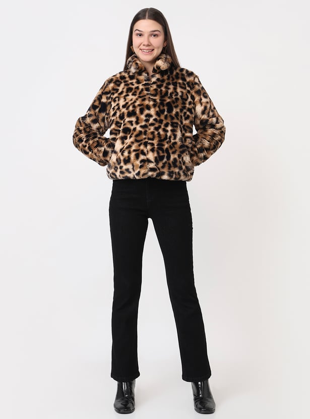 Buy KRAUS Leopard Print Teddy Jacket from Kraus at just INR 4999.0