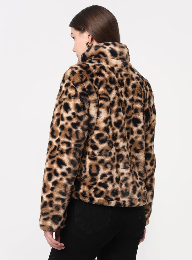 Buy KRAUS Leopard Print Teddy Jacket from Kraus at just INR 4999.0