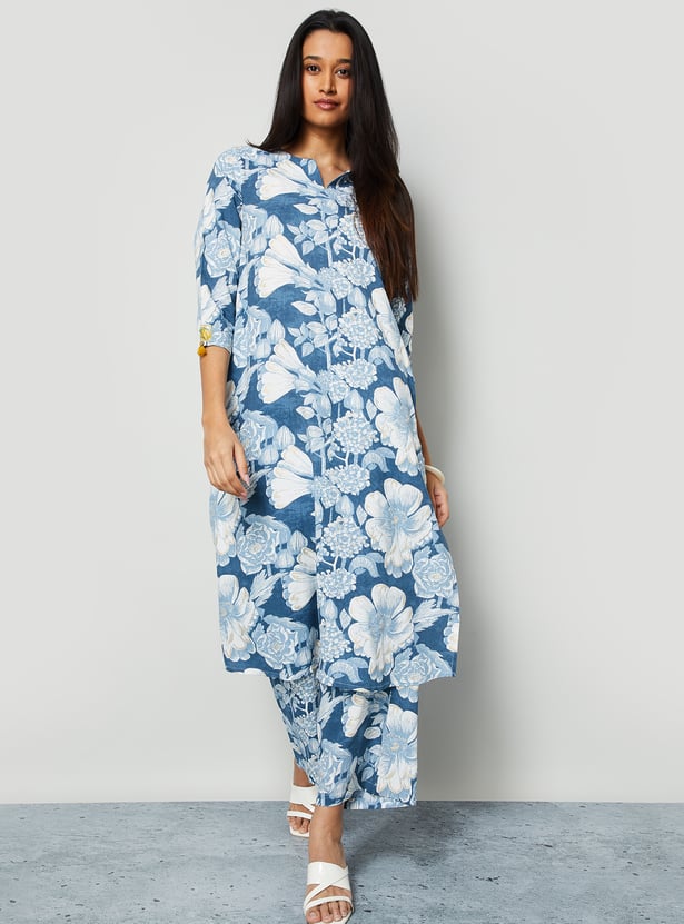 Buy MELANGE Floral Print Palazzo Kurta Set from Melange at just INR 1999.0