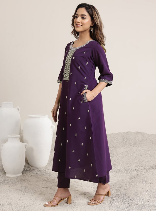 Buy LIBAS Embroidered Straight Kurta Set from Libas at just INR 4499.0