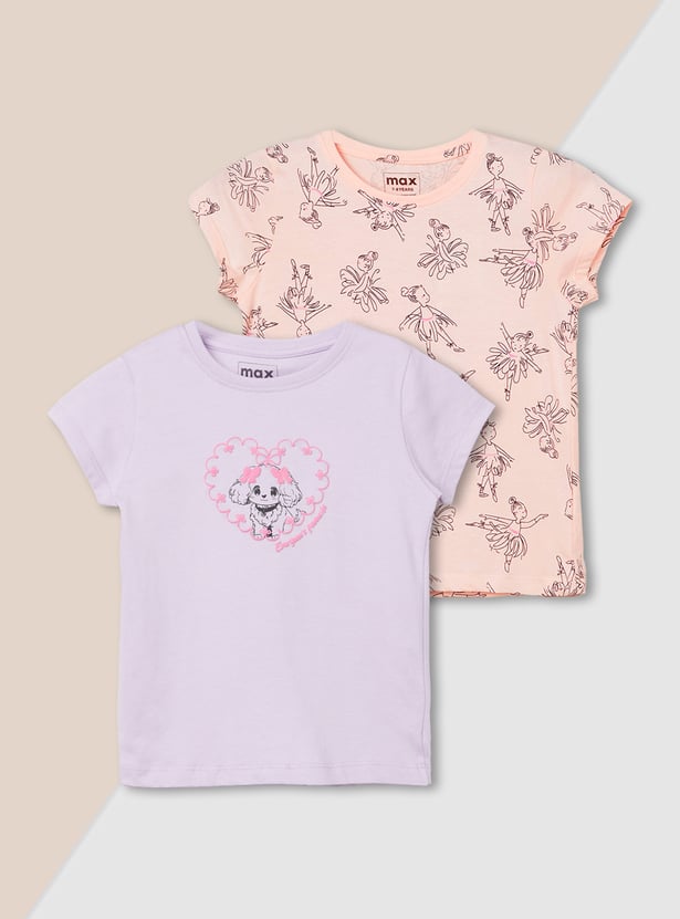 Buy Girls Printed T-shirt - Pack of 2 Online at just Rs. 368.0 ...